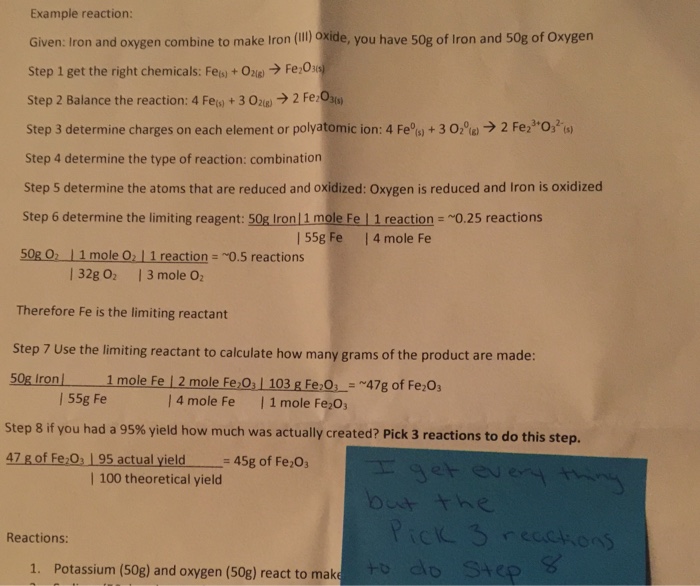 Example reaction: Given: Iron and oxygen combine to | Chegg.com