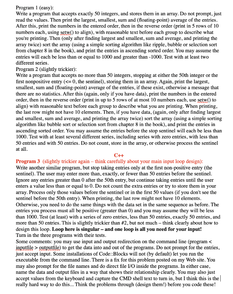 Solved Program 1 (easy): Write a program that accepts | Chegg.com