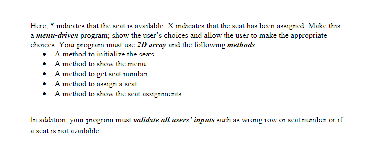 Solved Problem 02 (Airplane Seating Assignment) (60 points) | Chegg.com