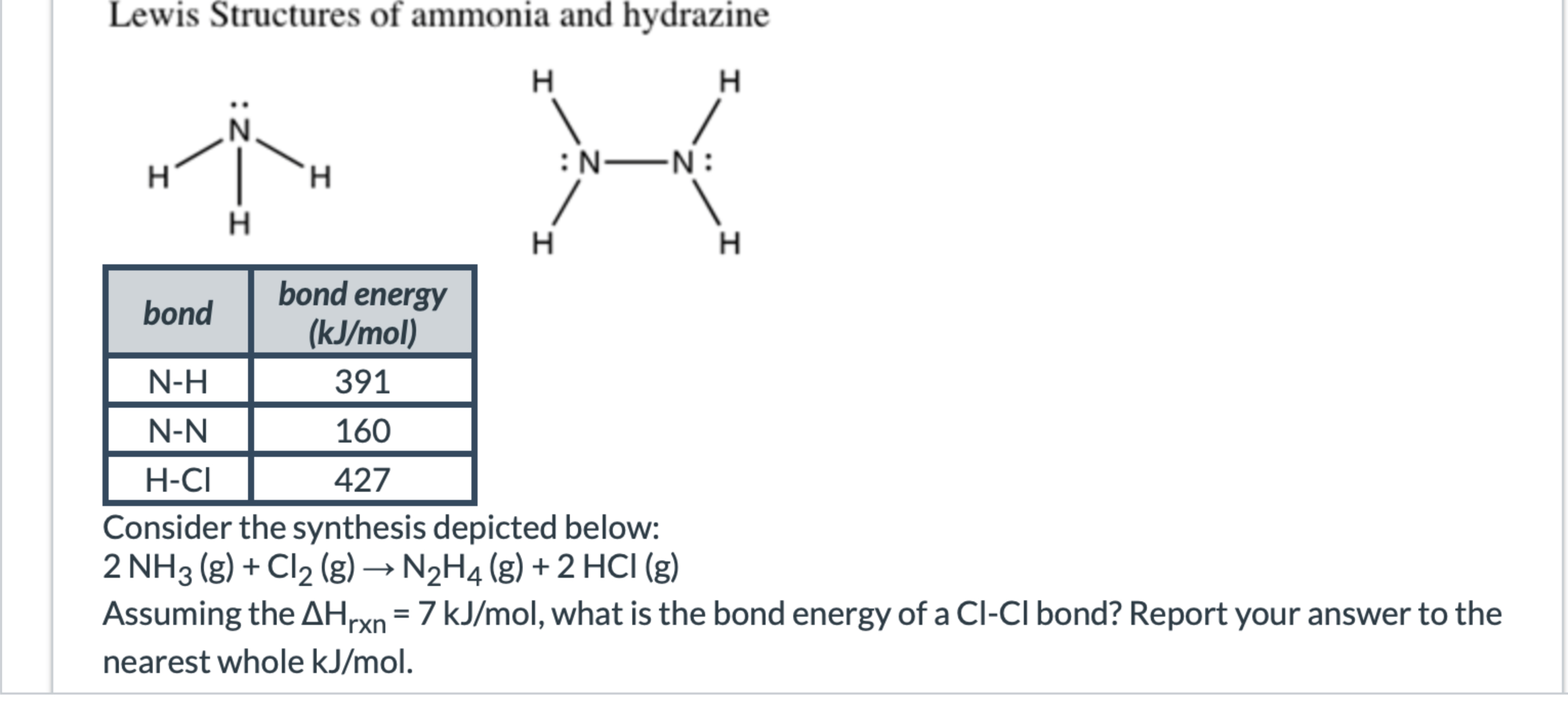 Solved Lewis Structures of ammonia and hydrazineConsider the | Chegg.com