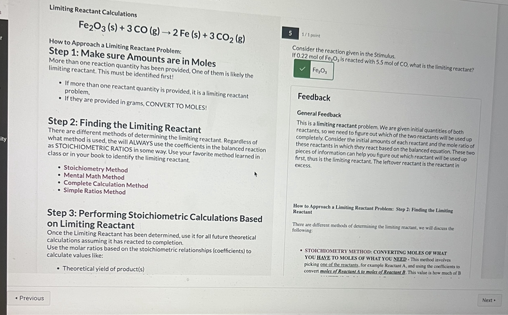 Solved Limiting Reactant Calculations Fe2O3( | Chegg.com