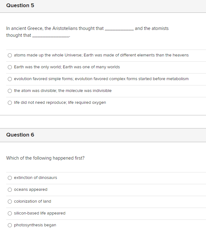 Solved Question 5 and the atomists In ancient Greece, the | Chegg.com