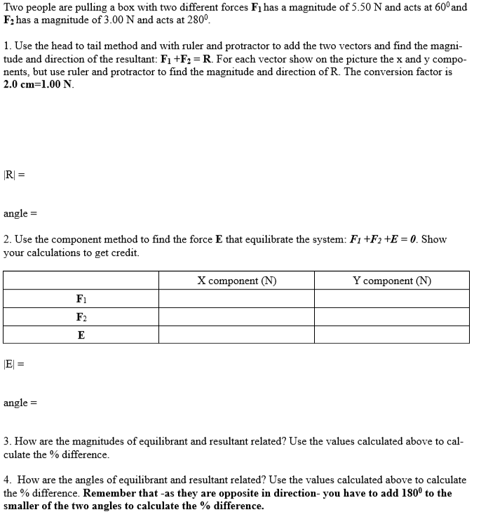 Solved Two people are pulling a box with two different | Chegg.com