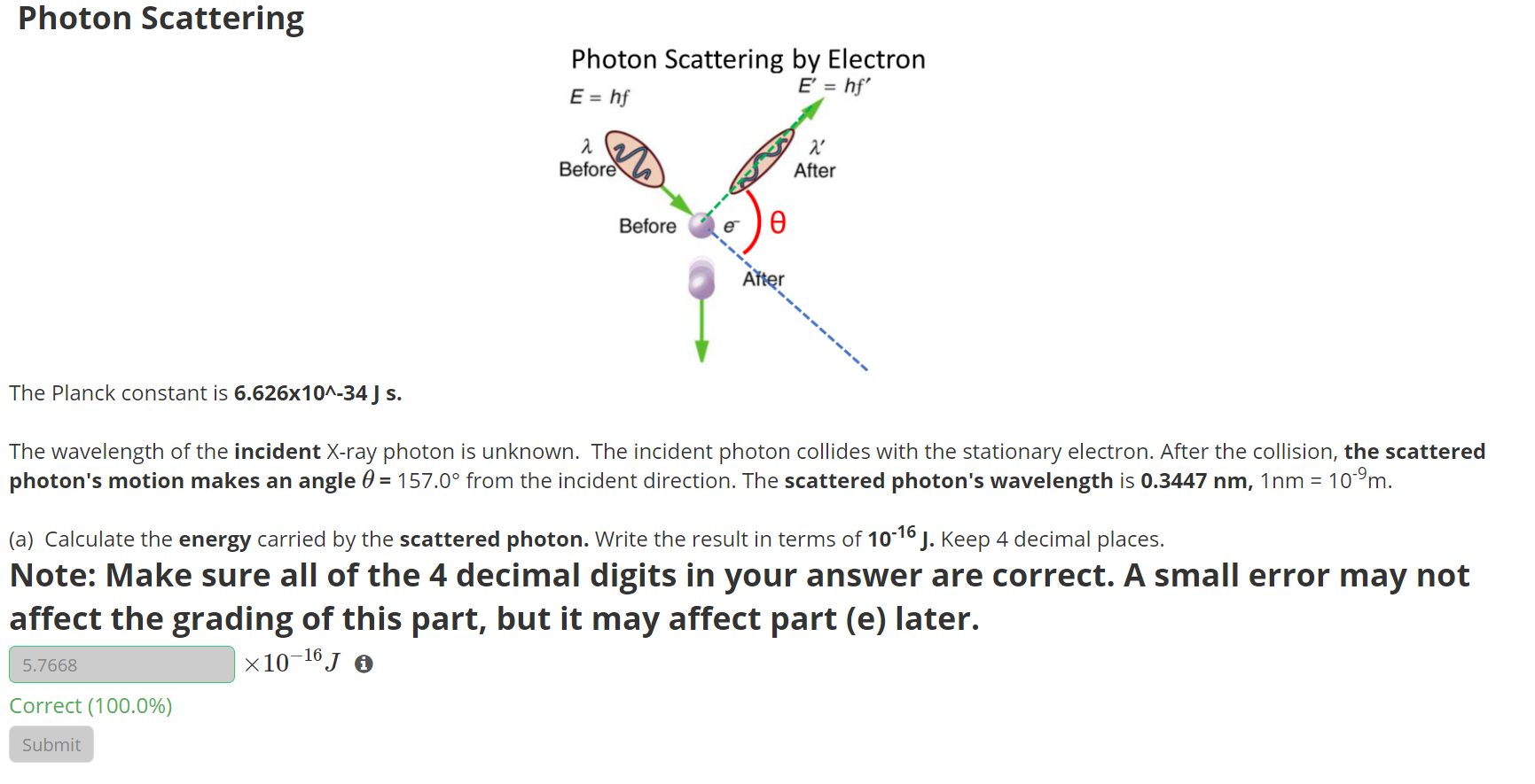 Solved Photon Scattering Photon Scattering by Electron E' = | Chegg.com