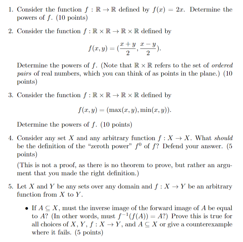 Solved 2.2. Determine the 1. Consider the function f : RR | Chegg.com