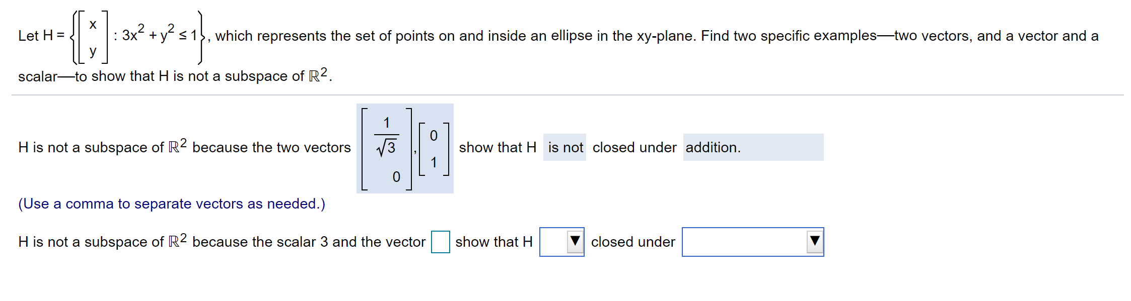 Solved Let H= --[:]=?•*31} which represents the set of | Chegg.com