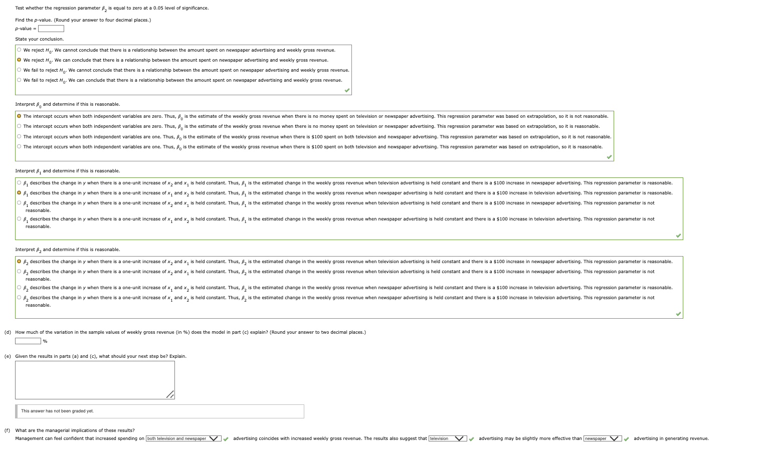 Solved y^= Test for a significant relationship between the | Chegg.com