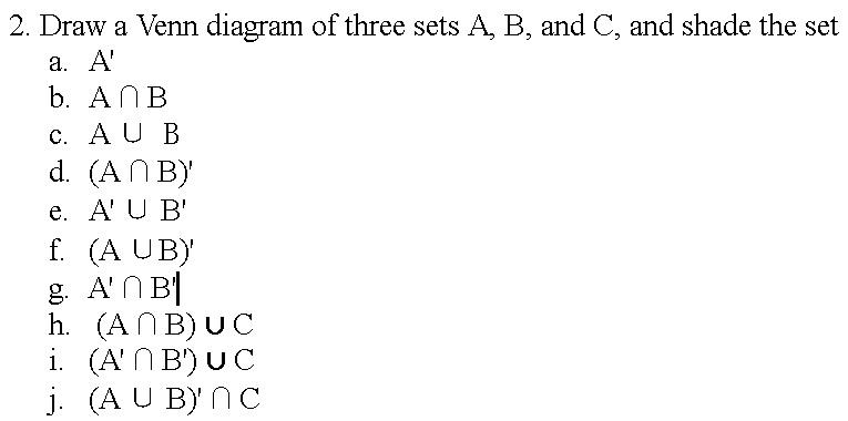 Solved 2. Draw a Venn diagram of three sets A,B, and C, and | Chegg.com