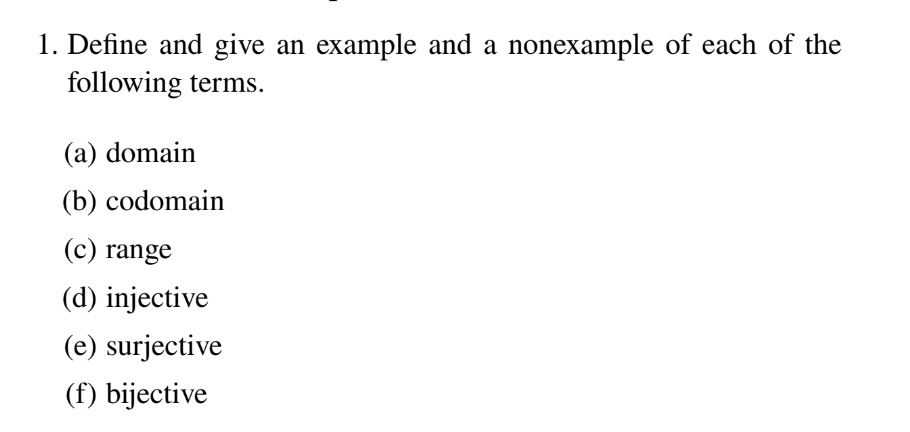 Solved 1. Define and give an example and a nonexample of | Chegg.com
