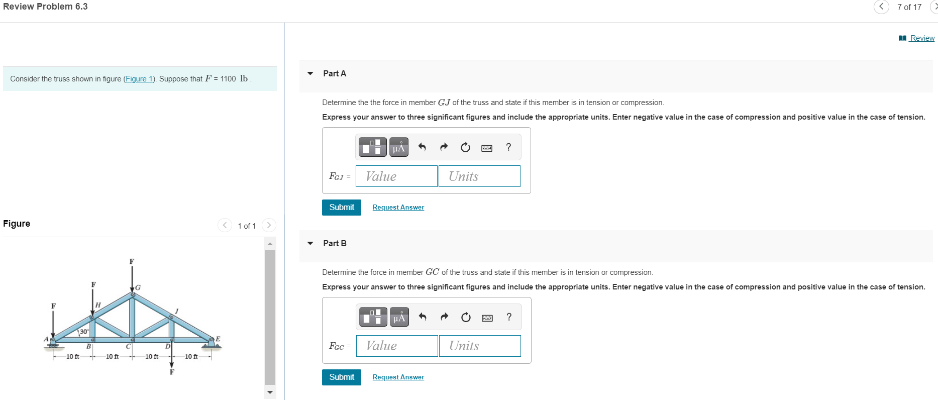 Solved Review Problem 6.3 Consider the truss shown in figure | Chegg.com