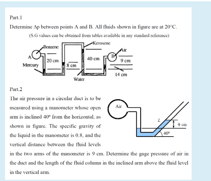 Solved Part. 1 ﻿Determine \( \Delta \mathrm{p} \) ﻿between | Chegg.com