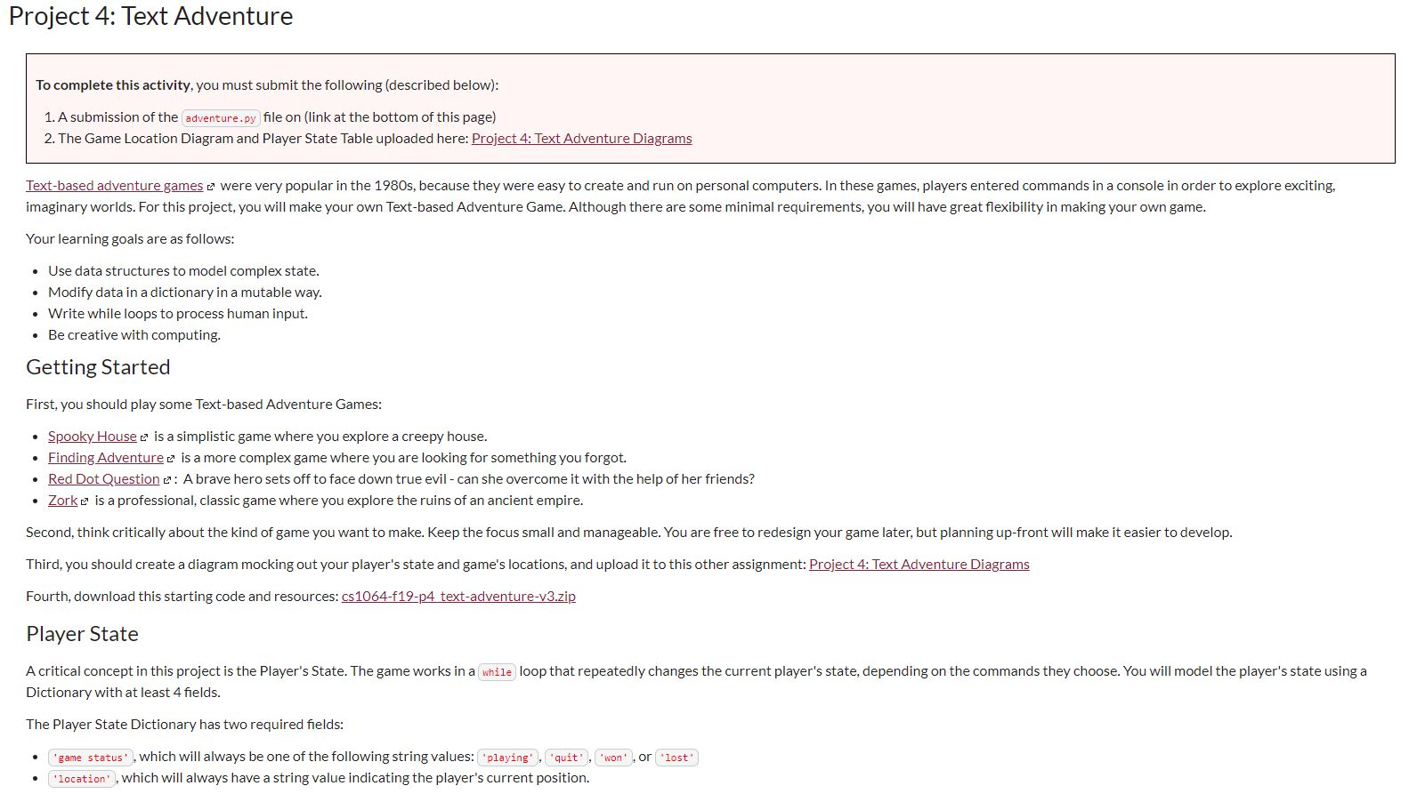 Project 4 Text Adventure To Complete This Activity