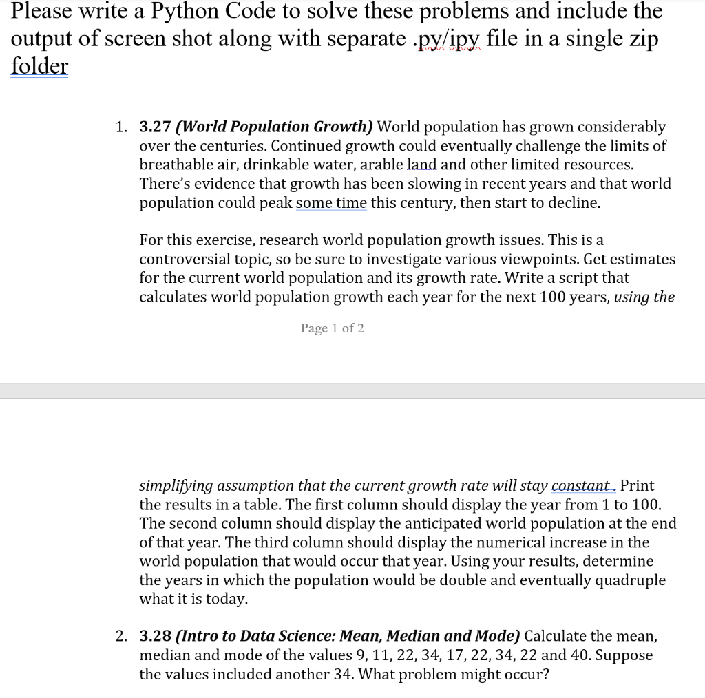 Solved Please write a Python Code to solve these problems | Chegg.com