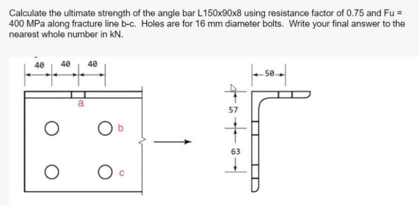 Solved Calculate the ultimate strength of the angle bar | Chegg.com