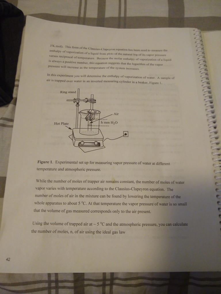 Experiment 6 Determining the Enthalpy of Vaporization | Chegg.com
