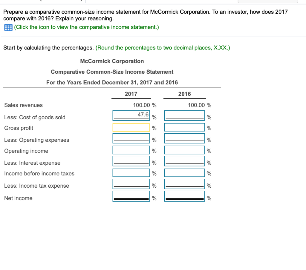 Solved Prepare a comparative common-size income statement | Chegg.com
