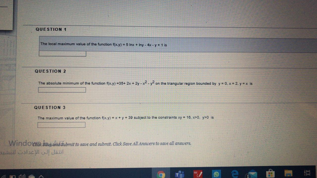 Solved Question 1 The Local Maximum Value Of The Function