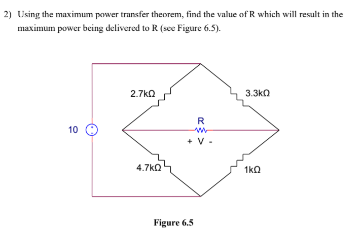 Solved 2) Using the maximum power transfer theorem, find the | Chegg.com