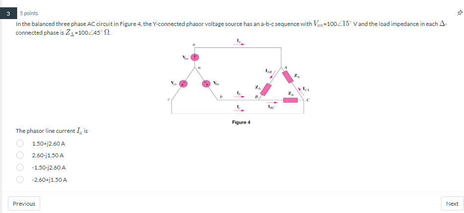 Solved 5 points In the balanced three phase AC circuit in | Chegg.com
