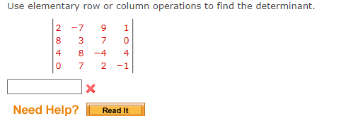 Solved Use elementary row or ﻿column operations to ﻿find the | Chegg.com