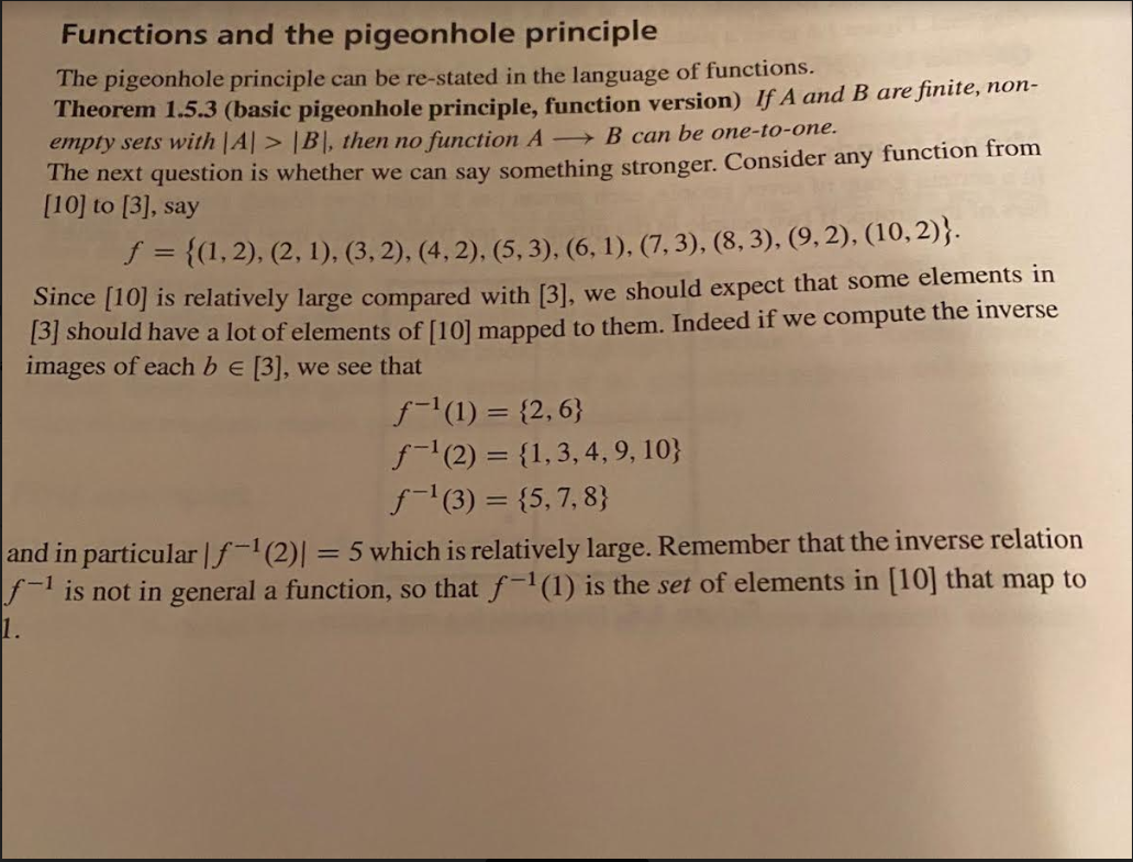Solved Functions and the pigeonhole principle The pigeonhole | Chegg.com