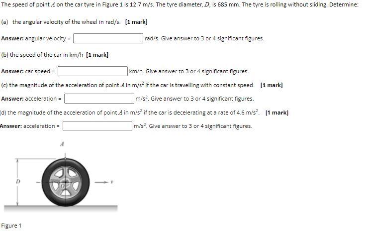 Solved The speed of point.A on the car tyre in Figure 1 is | Chegg.com