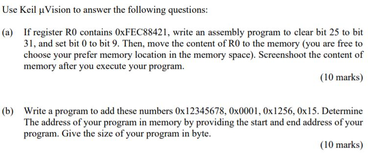 Use Keil u Vision to answer the following questions: | Chegg.com