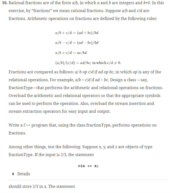 Solved 10. Rational fractions are of the form a/b, in which | Chegg.com
