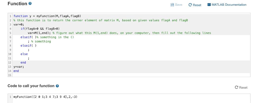 Solved function basic, if-else, return corner element of | Chegg.com