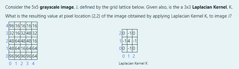 Solved Consider the 5x5 grayscale image, J, defined by the | Chegg.com