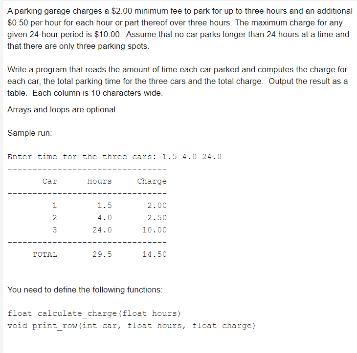 Solved A parking garage charges a $2.00 minimum fee to park | Chegg.com