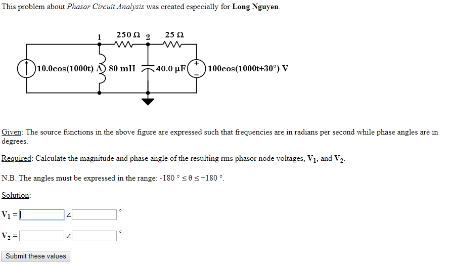 Solved This problem about Phasor Circuit Analysis was | Chegg.com