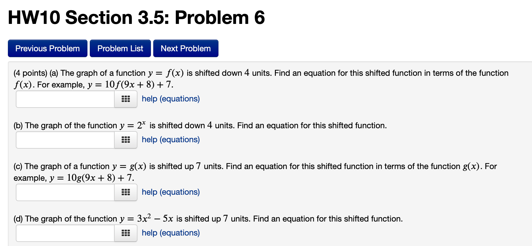 Solved HW10 Section 3.5: Problem 6 Previous Problem Problem | Chegg.com