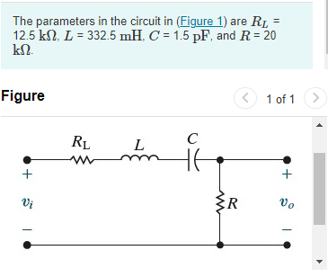 Solved The parameters in the circuit in ( are RL= | Chegg.com
