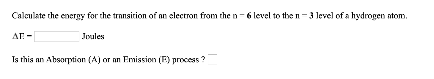 Solved Calculate the energy for the transition of an | Chegg.com
