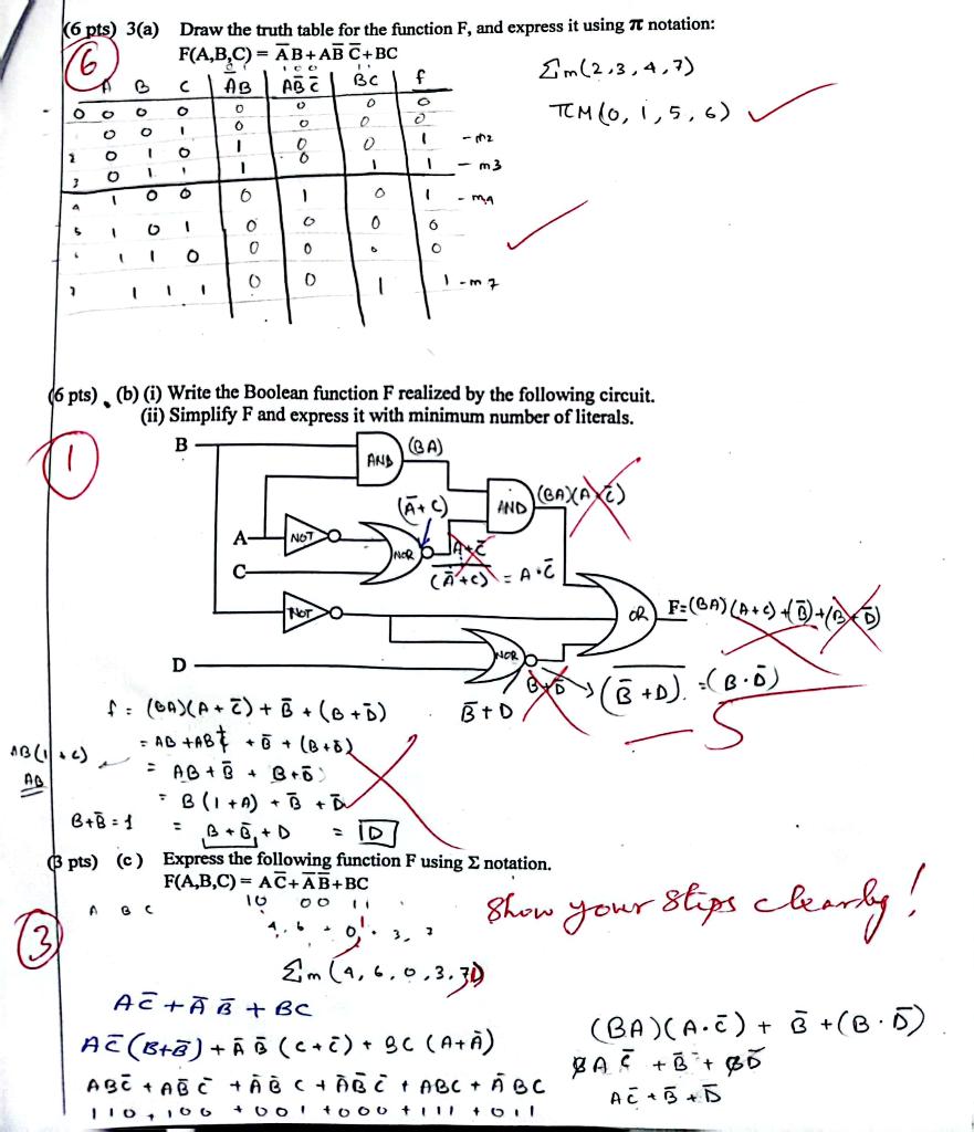 Solved ts) 3(a) Draw the truth table for the function F, and | Chegg.com