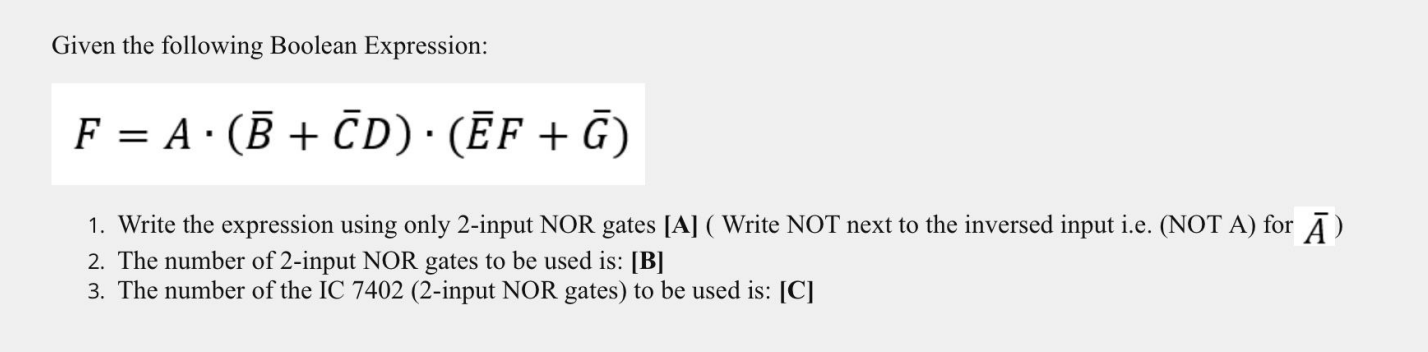 Solved Given the following Boolean Expression: | Chegg.com