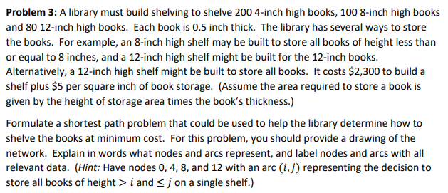 Solved Problem 3: A library must build shelving to shelve | Chegg.com