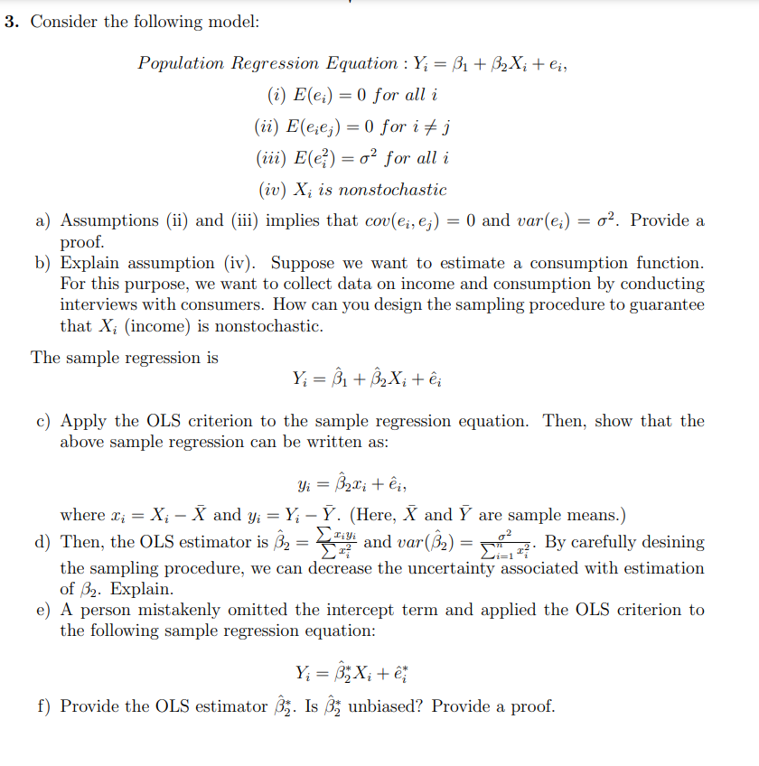 Solved 3. Consider the following model: Population | Chegg.com