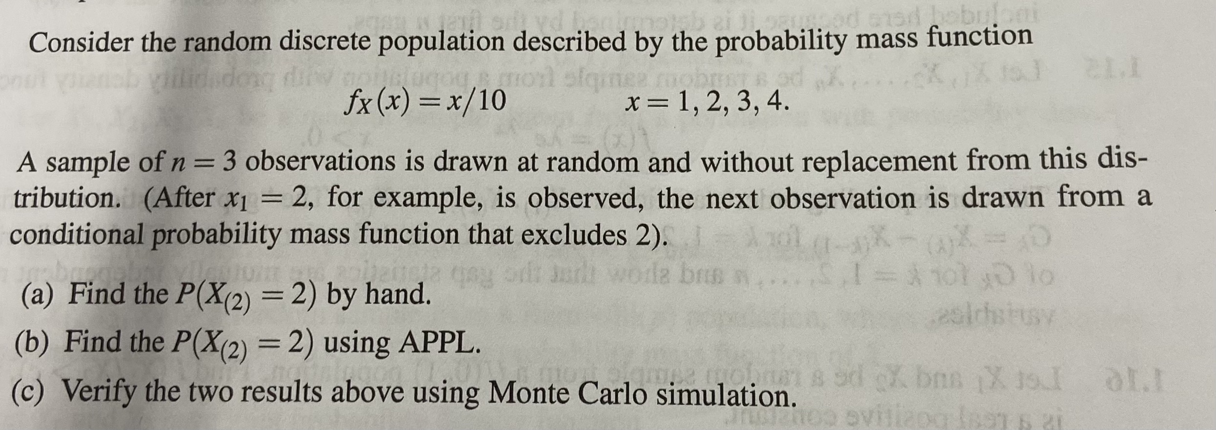 Solved Consider the random discrete population described by | Chegg.com