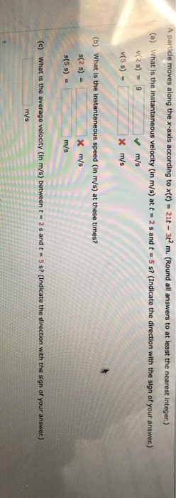 Solved A particle moves along the x-axis according to x(t) = | Chegg.com