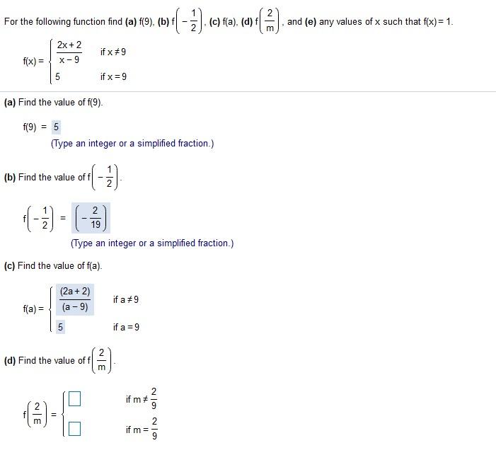 Solved For the following function find (a) f(9), (b) f (c) | Chegg.com