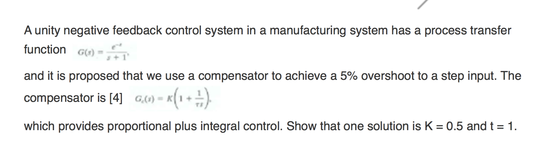 A unity negative feedback control system in a | Chegg.com