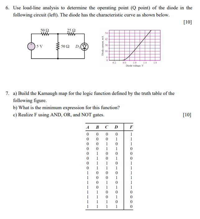 Solved 6. Use load-line analysis to determine the operating | Chegg.com