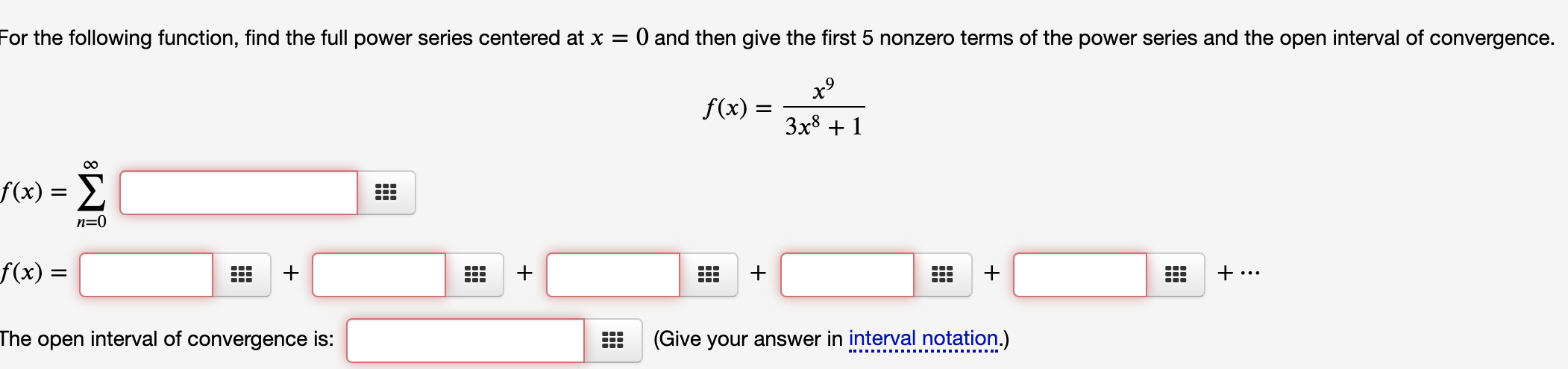 Solved For the following function, find the full power | Chegg.com