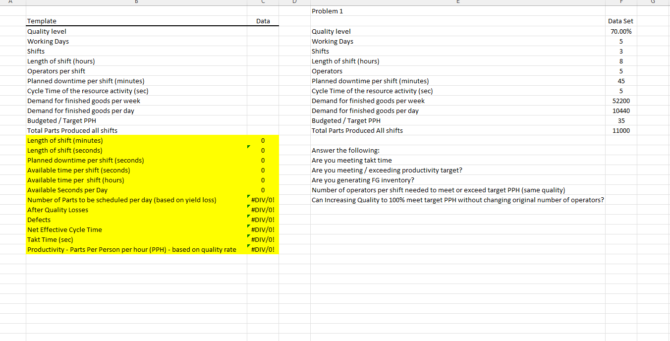 Solved please review the data and calculate to complete and | Chegg.com