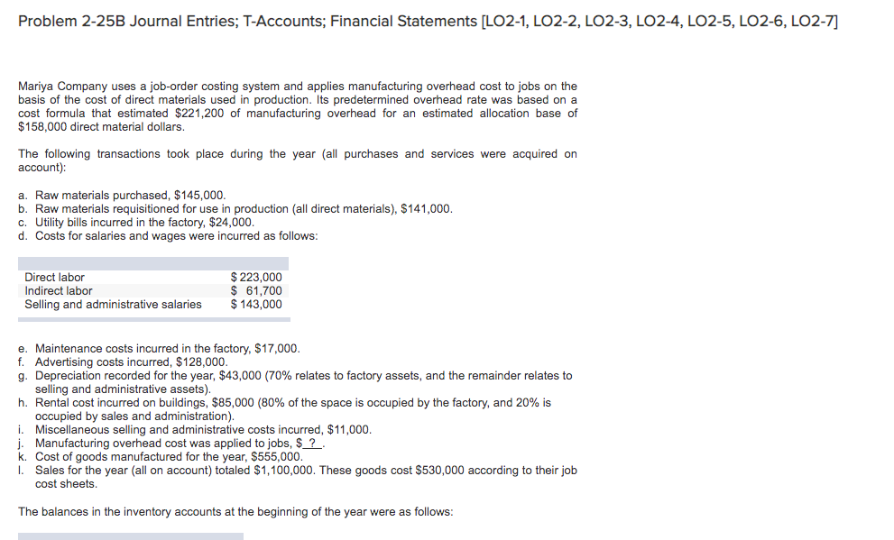 Solved Problem 2-25B Journal Entries; T-Accounts; Financial | Chegg.com