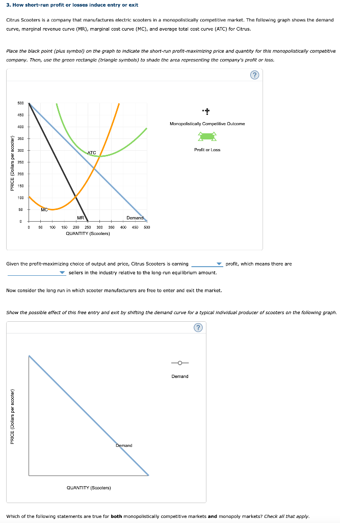 Solved 3. How short-run profit or losses induce entry or | Chegg.com