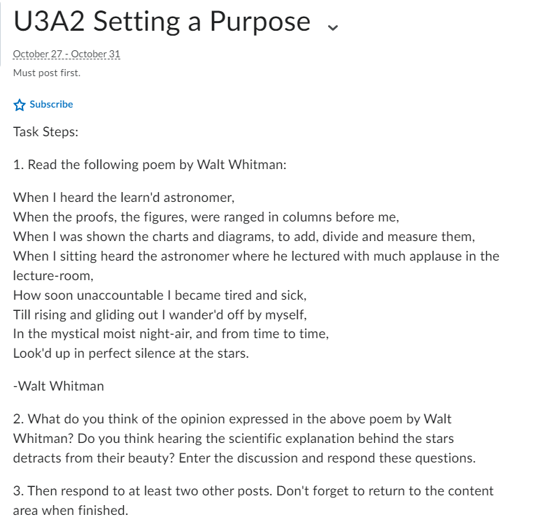 1. Read the following poem by Walt Whitman: When I | Chegg.com