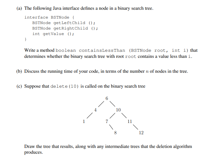 Solved (a) The following Java interface defines a node in a | Chegg.com